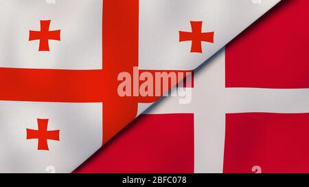 Two states flags of Denmark and Georgia. High quality business ...