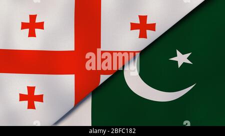 Pakistan and Georgia flags. 3D Waving flag design. Pakistan Georgia ...