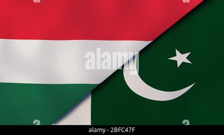 Two states flags of Pakistan and Hungary. High quality business ...