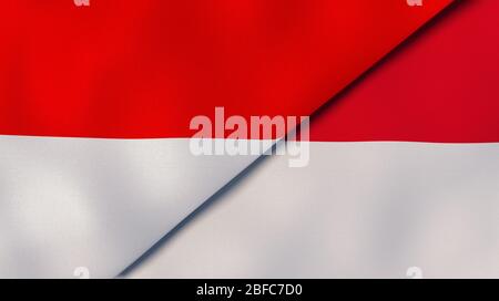Monaco and Indonesia flags. 3D Waving flag design. Indonesia Monaco ...