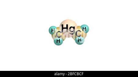 Dimethylmercury (organomercury compound), chemical structure. Skeletal ...