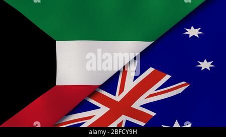 Two states flags of Australia and Kuwait. High quality business ...