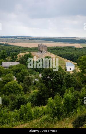 Pidkamin inselberg stone on hill landscape. Ukraine Stock Photo - Alamy