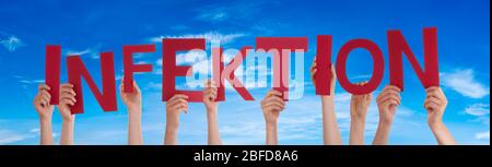 People Hands Holding Word Infektion Means Infection, Isolated ...
