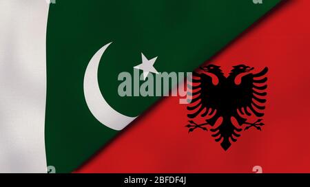 Two states flags of Albania and Pakistan. High quality business ...