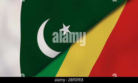 Pakistan and Congo flags. 3D Waving flag design. Pakistan Congo flag ...