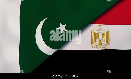 Two states flags of Egypt and Pakistan. High quality business ...