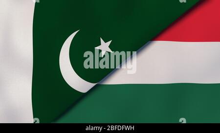 Two states flags of Hungary and Pakistan. High quality business ...