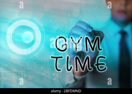 Writing note showing Gym Time. Business concept for a motivation to ...
