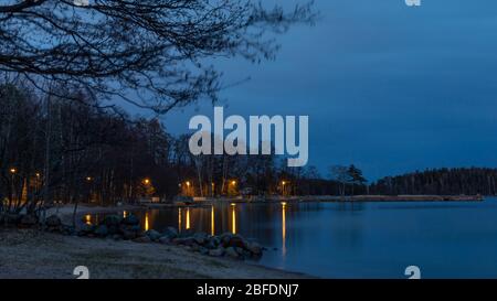 Finnish coastline spring sunset in Espoo with no people Stock Photo - Alamy