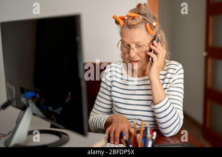 Lady searching information on internet or communicating online Stock ...