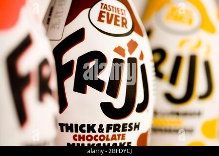 Botles of Frijj Milkshake, a Dairy Crest product Stock Photo - Alamy