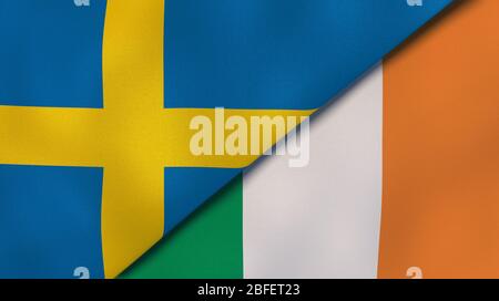 Two states flags of Ireland and Norway. High quality business ...