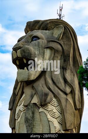 Closeup shot of the Sentosa Merlion, Singapore, March 30, 2020 Stock ...