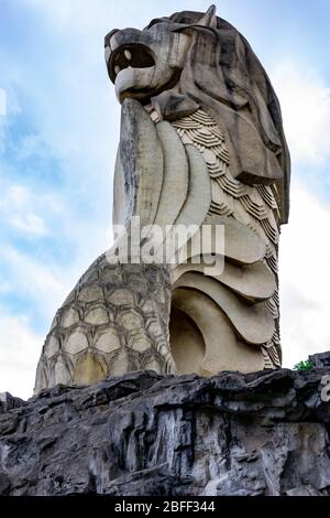 Closeup shot of the Sentosa Merlion, Singapore, March 30, 2020 Stock ...