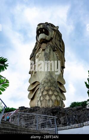 Closeup shot of the Sentosa Merlion, Singapore, March 30, 2020 Stock ...
