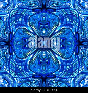 Kaleidoscopic pattern, blue geometry background. Design. Moving ...