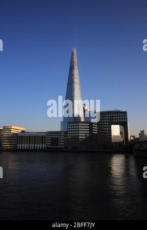 Beautiful sunset over London, with the Shard and London Bridge. London ...
