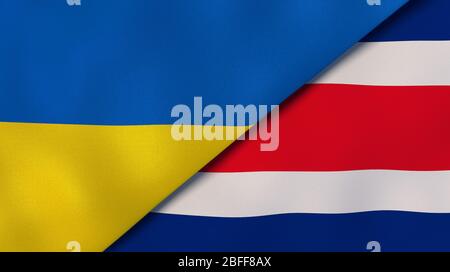 Two states flags of Ukraine and Liberia. High quality business ...