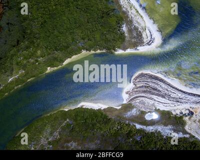 Aerial view of Punta Allen Sian Ka'an Reserve, Yucatan Peninsula ...
