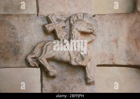 Agnus Dei Christian symbol of the lamb of God with epigram in German ...