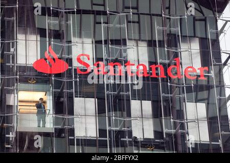 External Santander branding at 2 Triton Square offices, London Stock ...