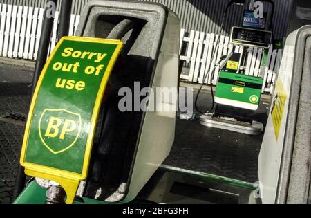 Picture shows the pumps at a BP service station Stock Photo - Alamy