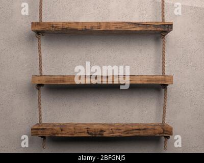 Design concept - front view empty bookshelf and grey wall for mockup ...
