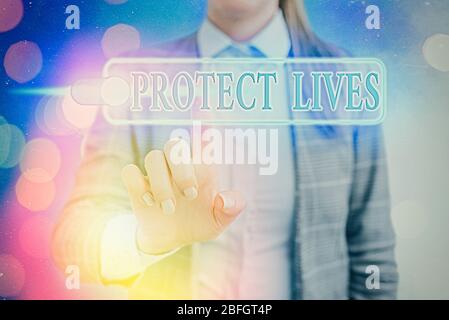 Word writing text Protect Lives. Business photo showcasing to cover or ...