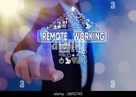 Conceptual hand writing showing Remote Working. Concept meaning style ...