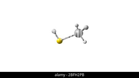 3D illustration of Methanethiol or methyl mercaptan. It is an ...