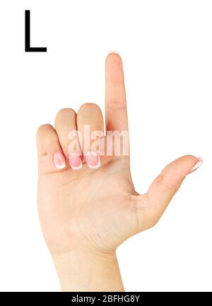 American sign language L Stock Photo - Alamy