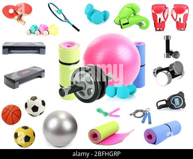 Sport collage about table tennis, badminton, gymnastics, boxing ...