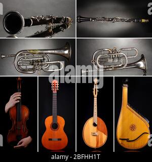 Collage of musical instruments Stock Photo - Alamy