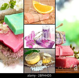 Natural soaps collage Stock Photo - Alamy