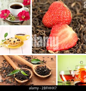 Tasty tea collage Stock Photo - Alamy