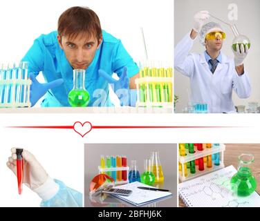 Collage of scientists and laboratory experiments Stock Photo - Alamy
