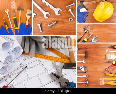 Repair project collage Stock Photo - Alamy
