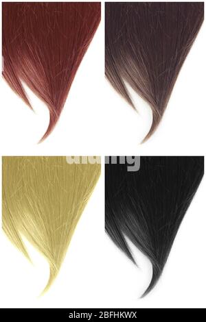 Collage of color hair samples, closeup. Banner design Stock Photo - Alamy