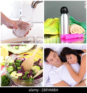 Healthy lifestyle collage Stock Photo - Alamy