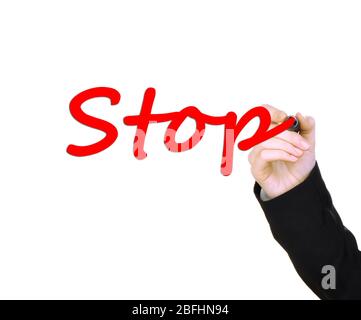 Writing note showing Stop. Business photo showcasing Come to an end ...