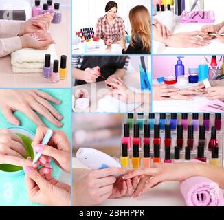 Collage of manicure process in salon Stock Photo - Alamy