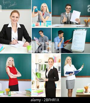 Collage of clever teachers close-up Stock Photo - Alamy