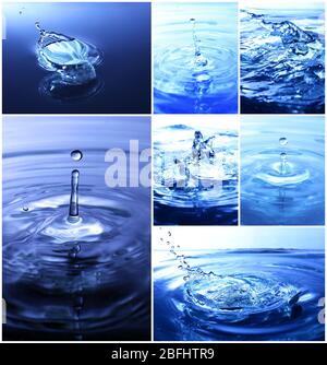 Collage of water drops close-up Stock Photo - Alamy
