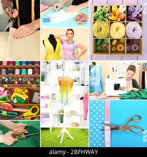 Fashion design collage. Sewing items Stock Photo - Alamy
