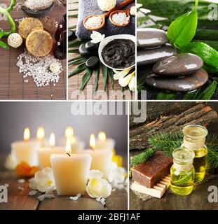 Spa setting collage Stock Photo - Alamy