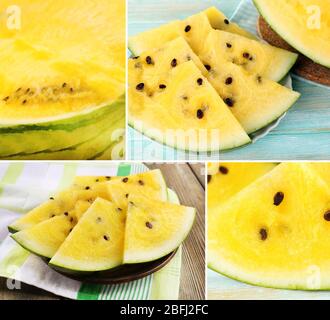 Collage of of yellow watermelon Stock Photo - Alamy