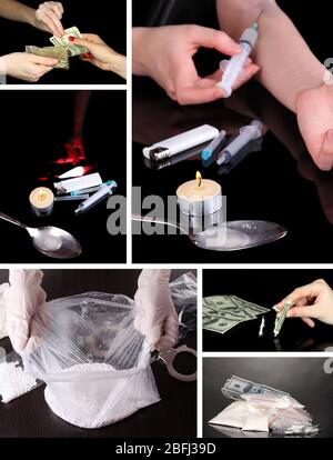 Drug addiction collage Stock Photo - Alamy