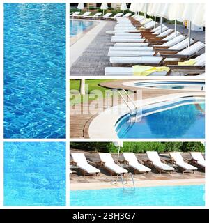 Collage of photos with swimming pool Stock Photo - Alamy