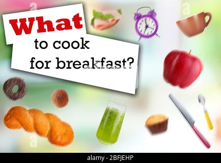 Breakfast dishes in collage and text Breakfast Recipes Stock Photo - Alamy